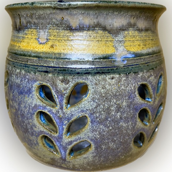 Art | Handmade Glazed Ceramic Pottery Unique Earthy Planter Leaf Cut ...
